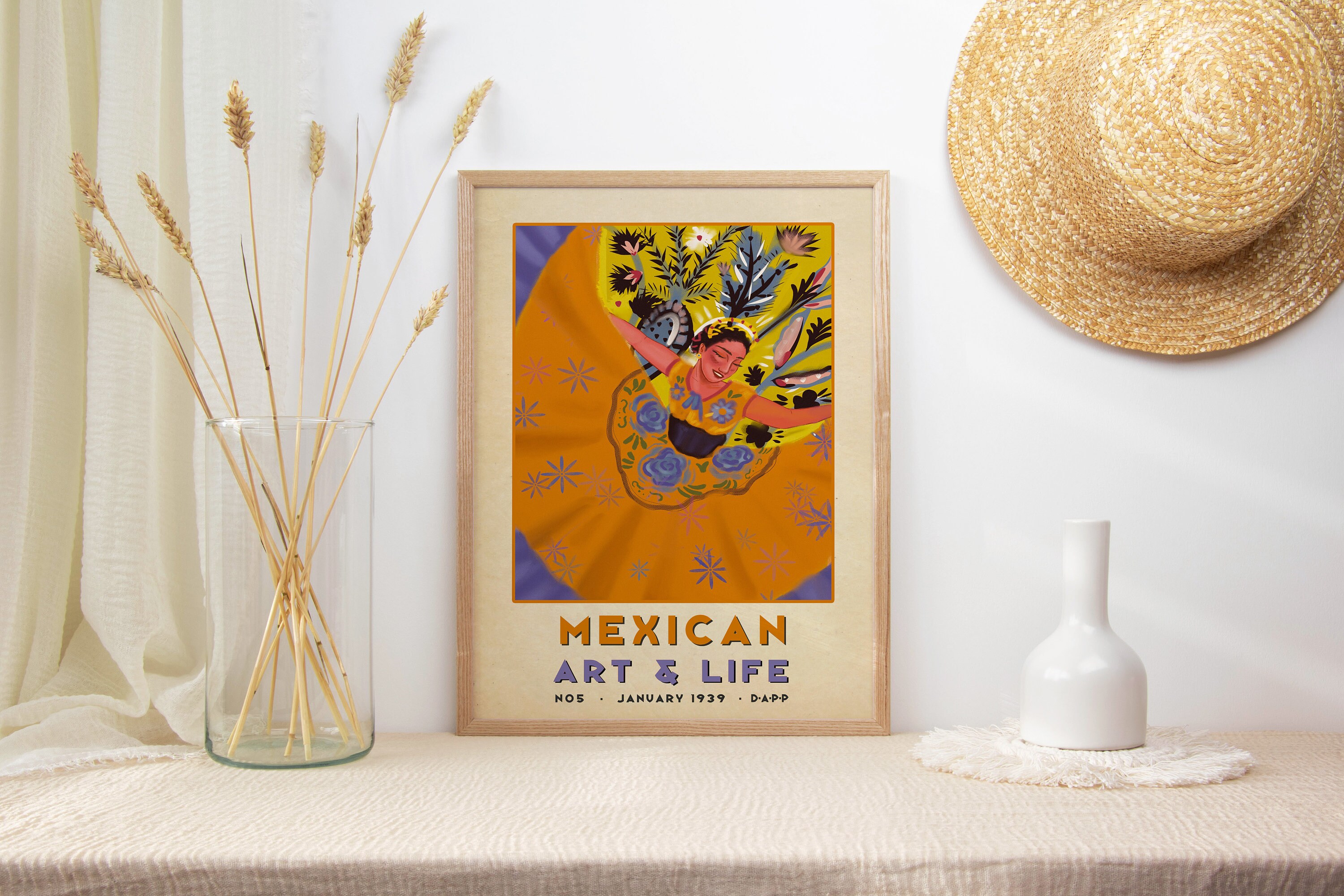 Mexican Exhibition Art Poster Mexican Print Floral Vintage - Etsy