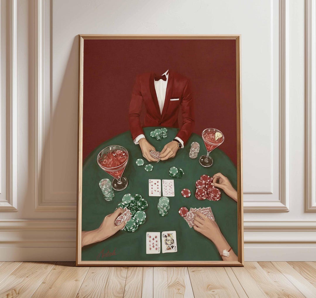 Poker Table Wall Art | Vintage Casino Poster | Card Game Night Print ...