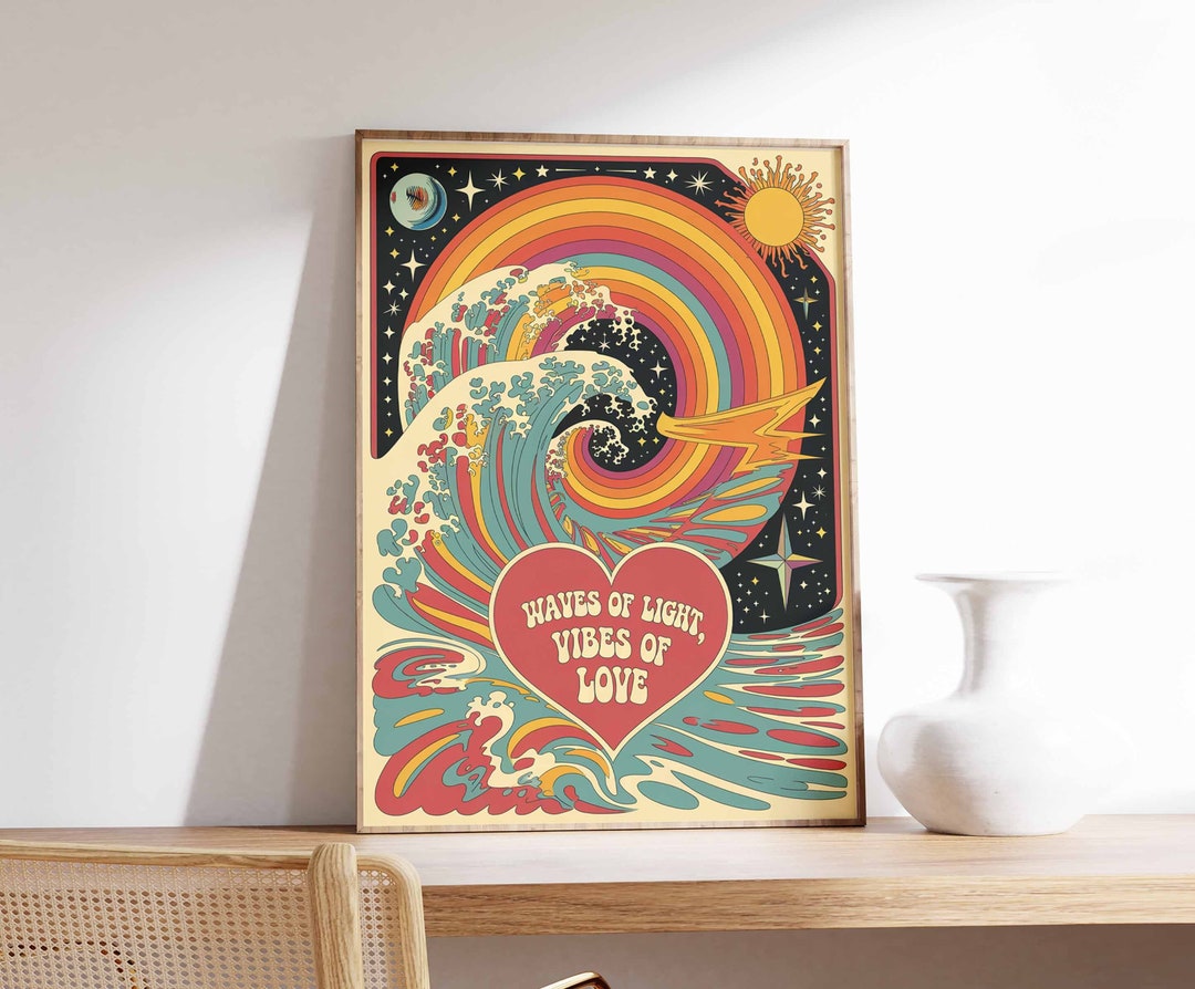 70s Psychedelic Affirmation Poster, Retro Hippie Wall Art - Etsy