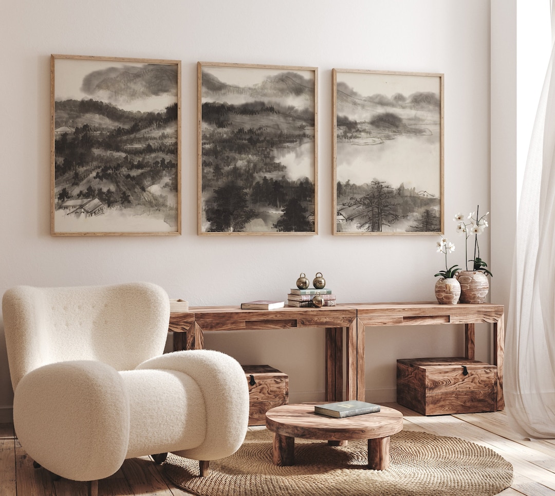 Chinese Set of 3 Posters, Chang Dai-chien, Japanese Art Print, Oriental ...