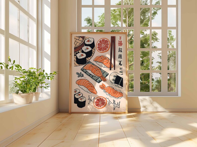 Japanese Sushi Art Print, Minimalist Kitchen Decor (poster) - Etsy UK