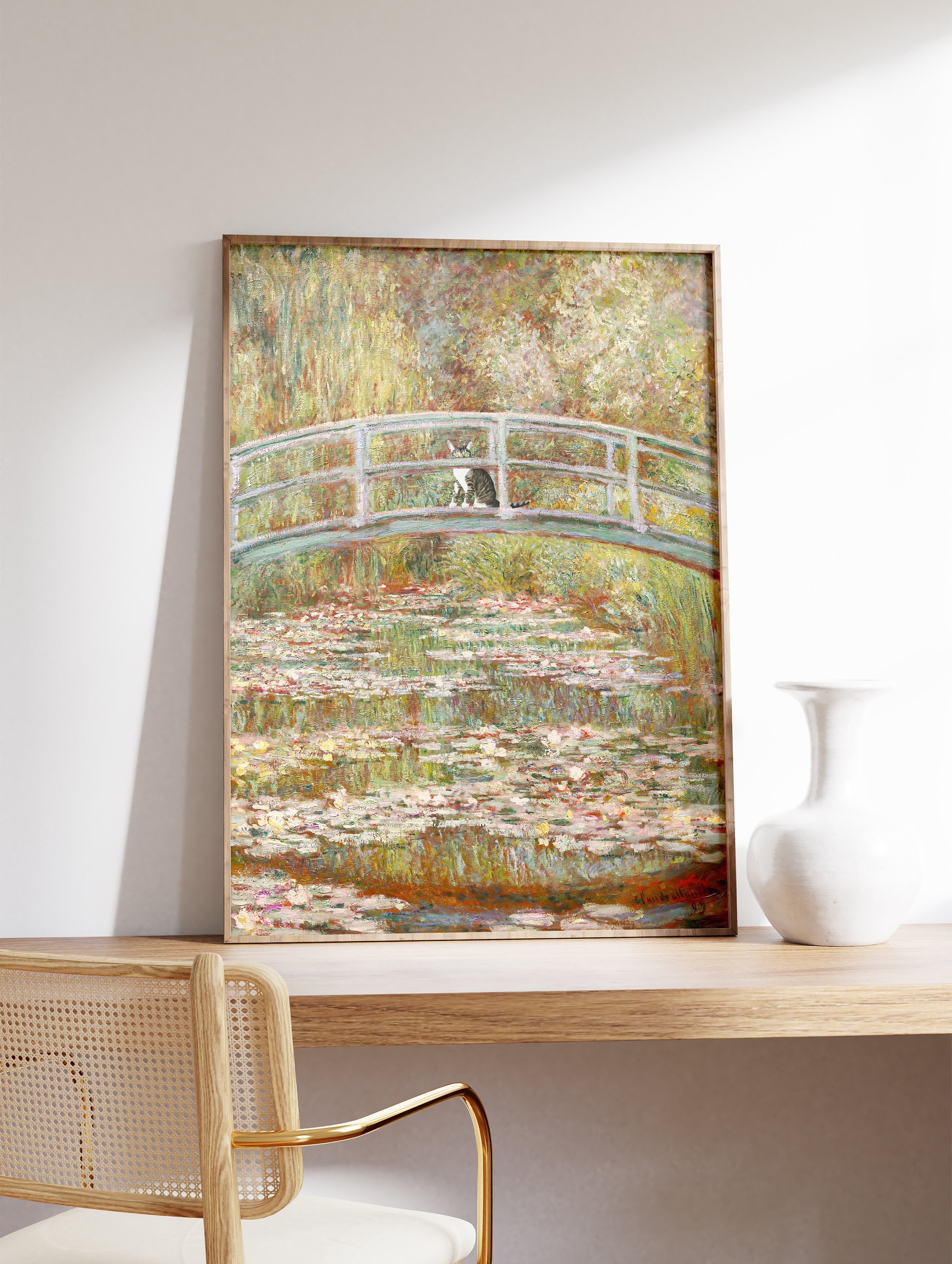 Monet Waterlily Cat Print Claude Monet Cat Poster Cat Art - Etsy