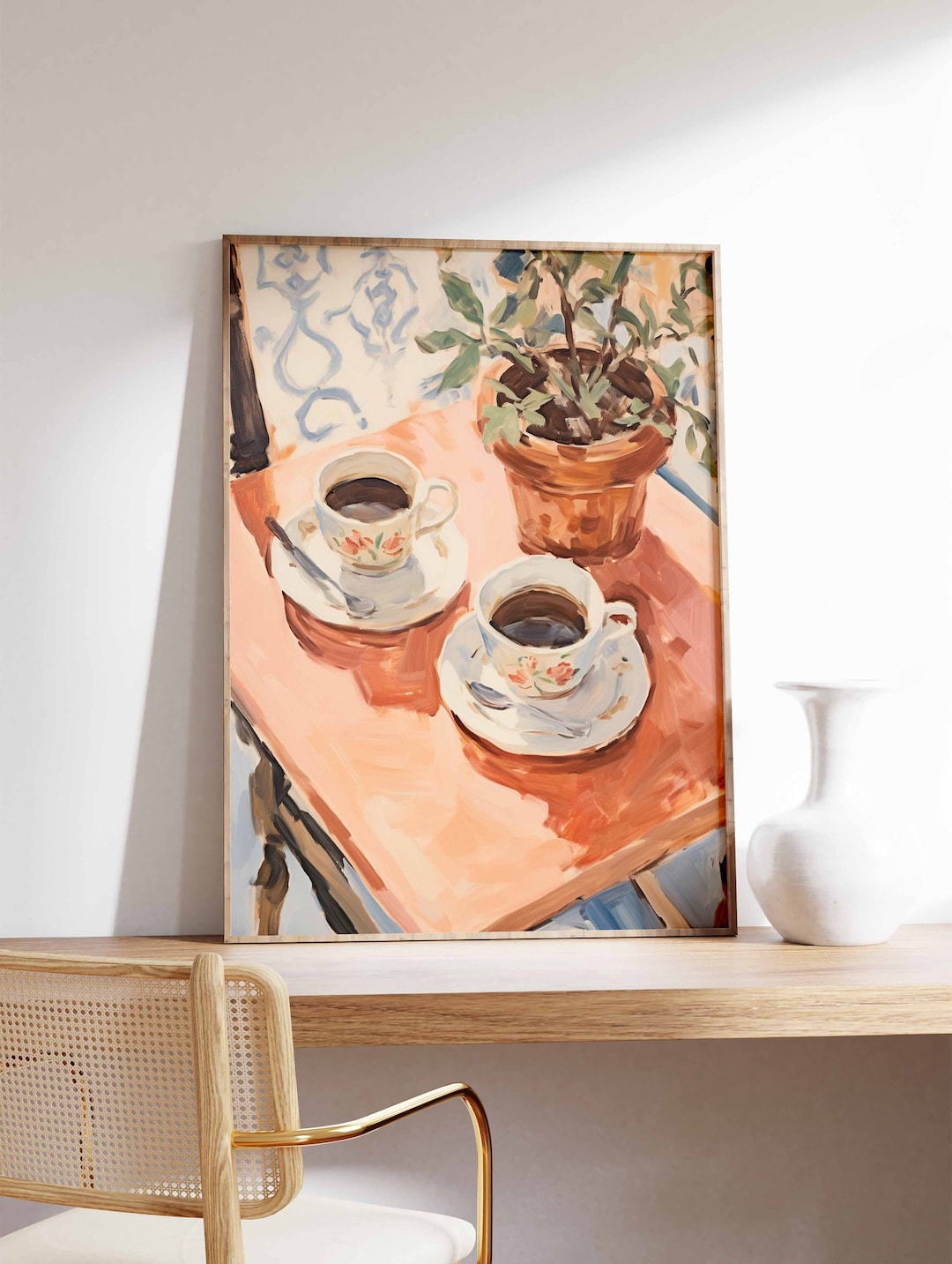 Retro Coffee Print, Vintage Floral Coffee Illustration Poster, Food ...