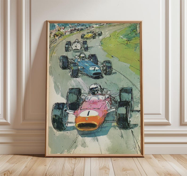 Vintage Formula One Racing Art Print, Classic Car Poster, Motorsport ...
