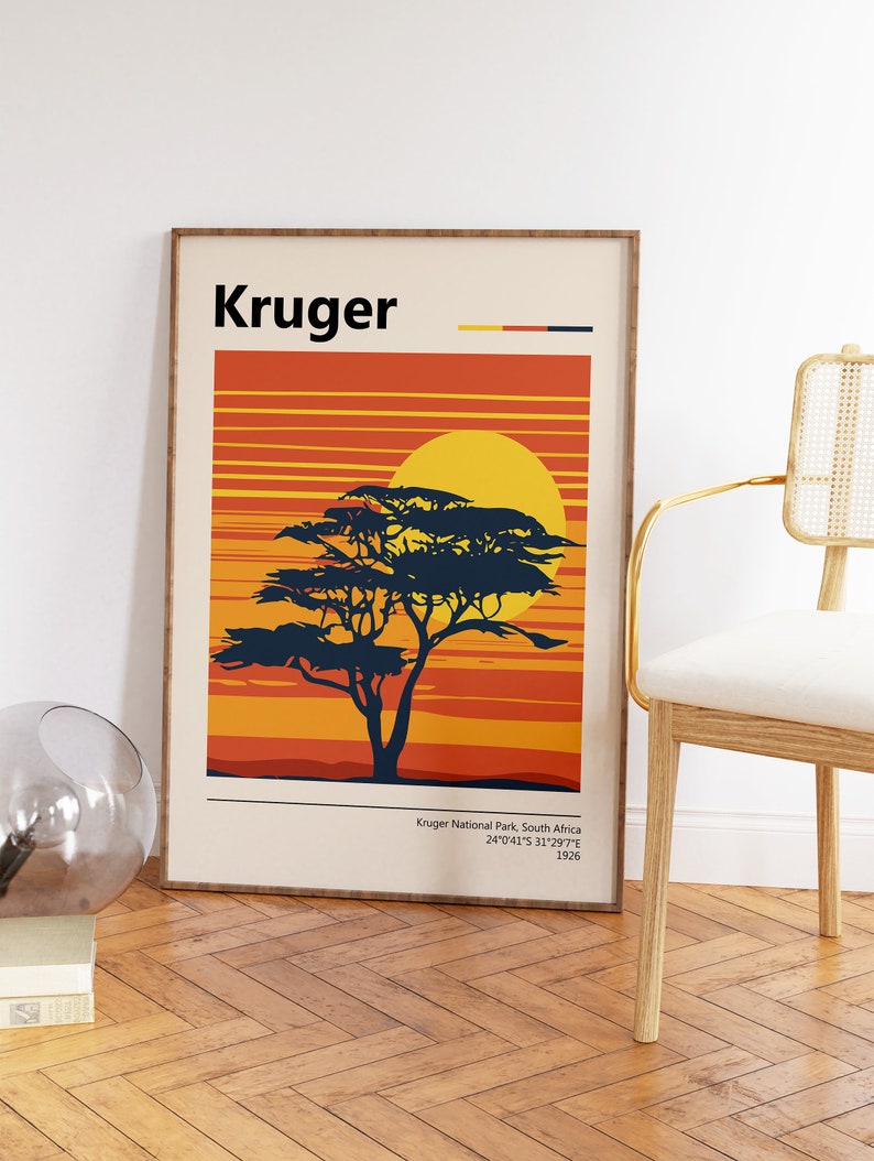 Kruger National Park Travel Poster, South Africa Nature Art - Etsy