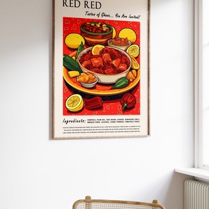 Red Reed Ghanaian Food Poster, African Food Print, Ghana Food Art ...