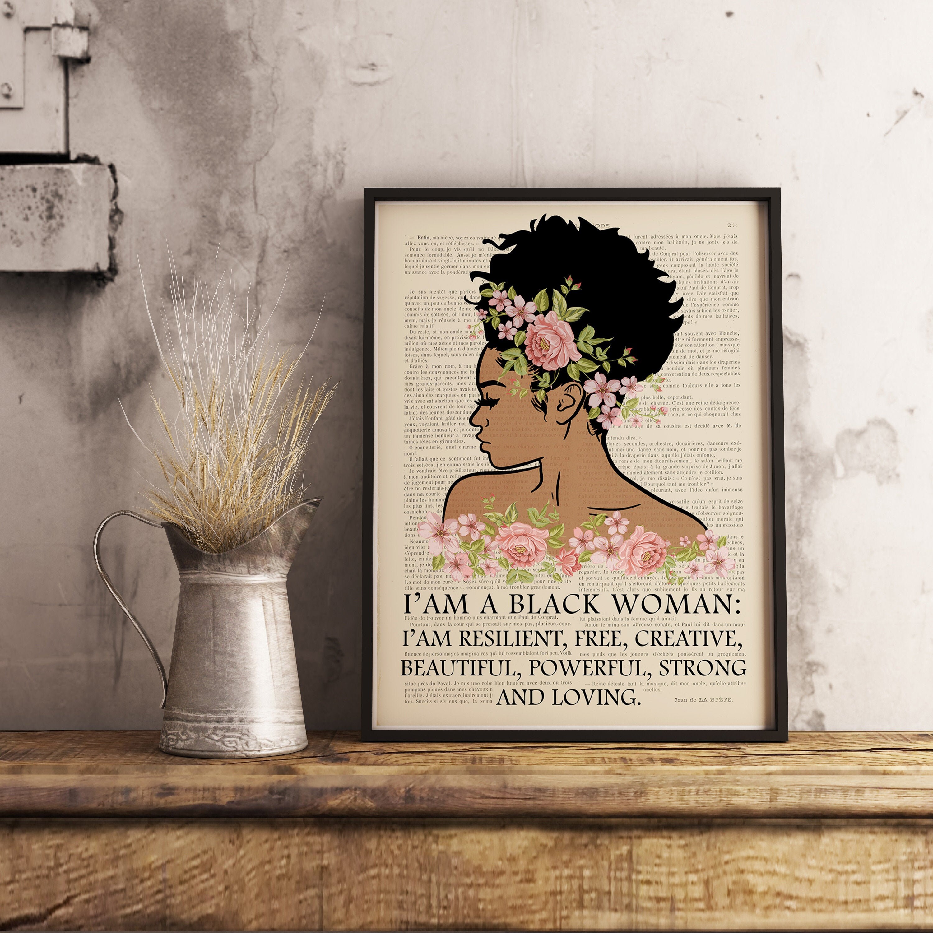 Black Female Quote Poster Afro Art Vintage Poster Vintage | Etsy