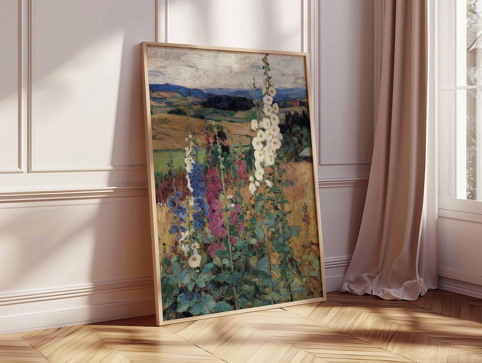 Wildflower Meadow Wall Art, Vintage Floral Landscape Print, Country ...