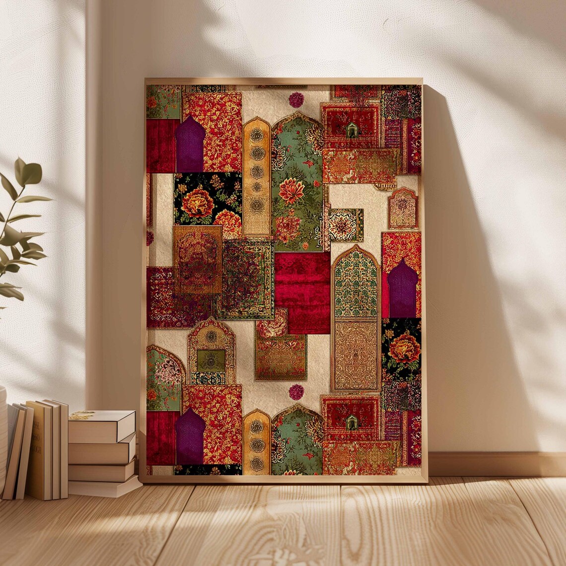 Persian Rug Wall Art Print, Bohemian Tapestry Poster, Vintage Oriental ...