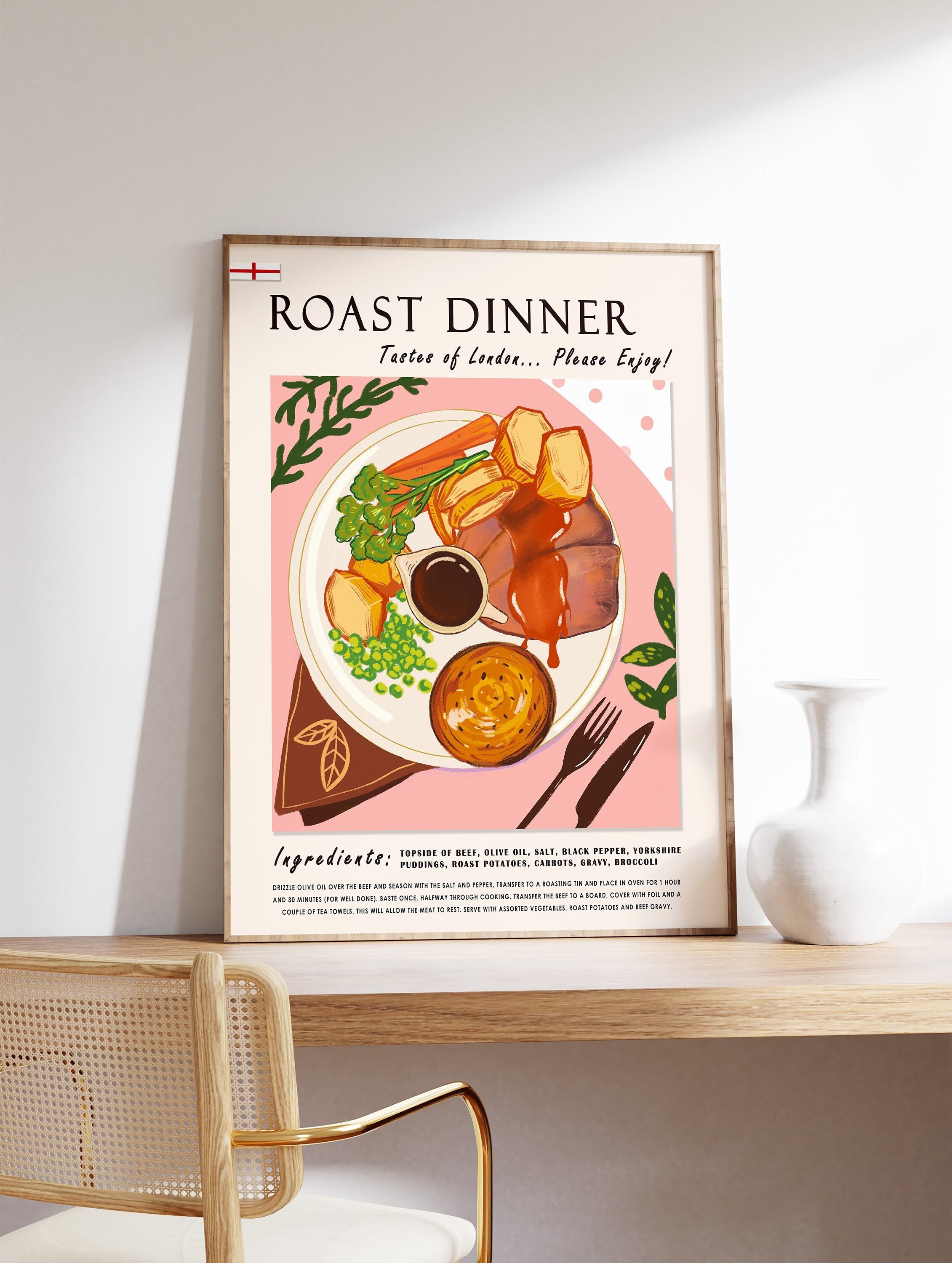 English Roast Dinner Poster Food Art Food and Drink Poster | Etsy