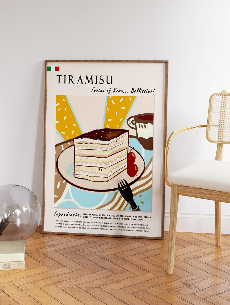 Italian Food Poster, Tiramisu, Dessert Poster, Art Poster, Rome Print ...