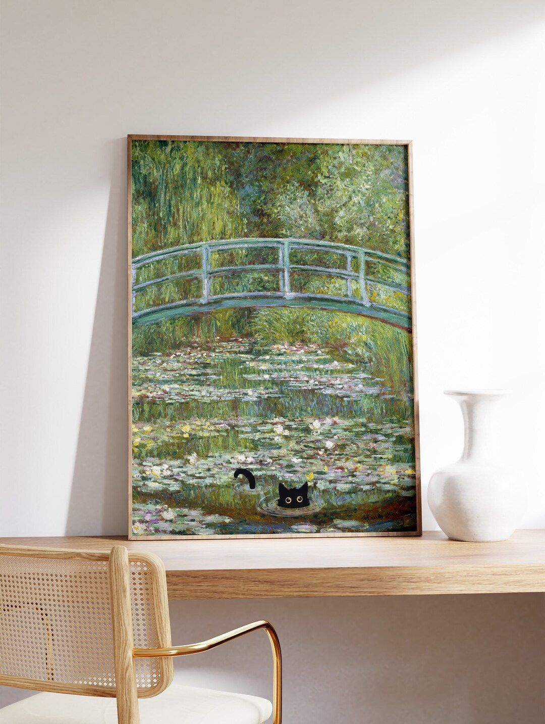 Monet Waterlily Cat Print, Claude Monet Cat Poster, Cat Art, Cat Gift ...