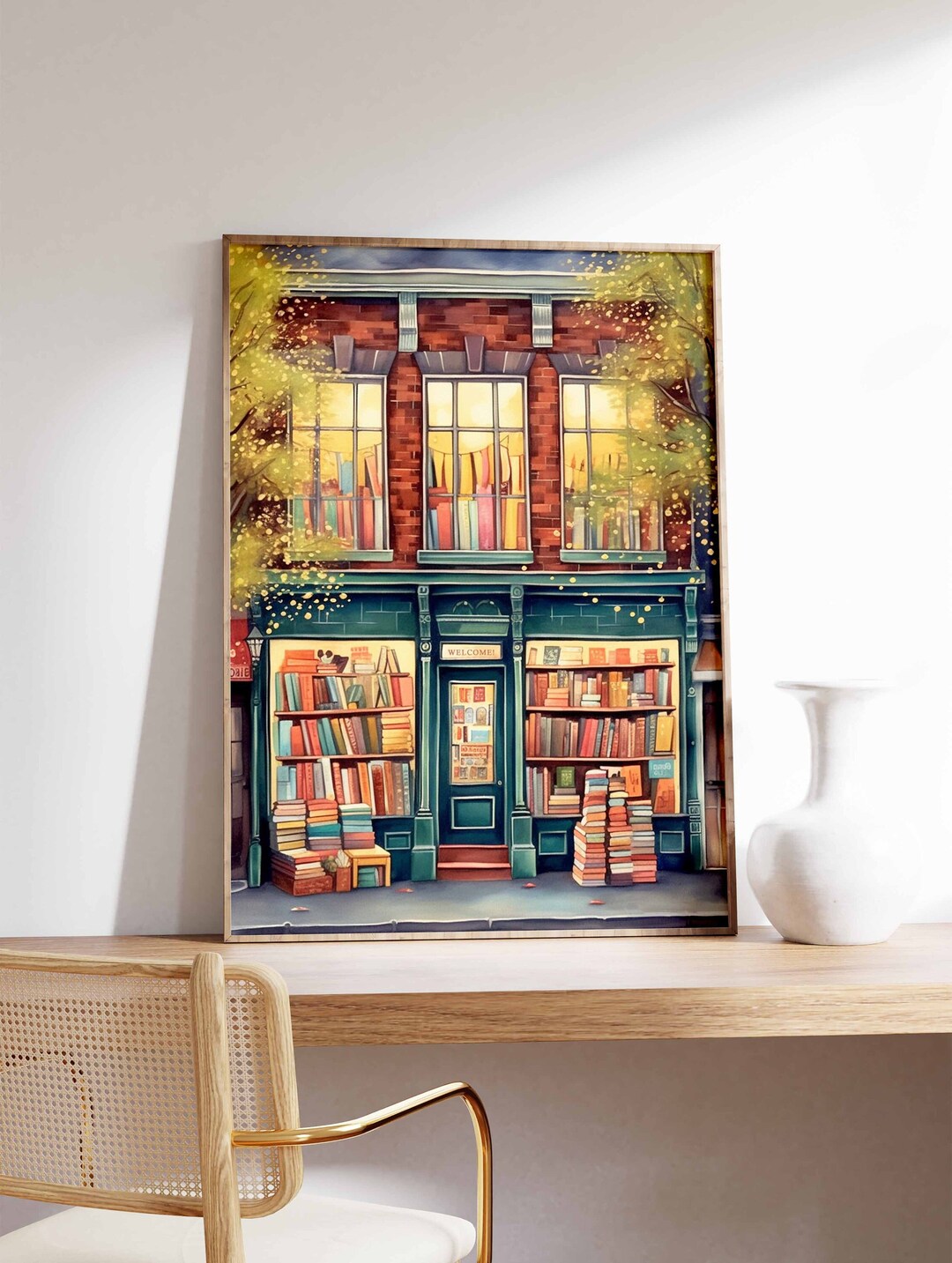 Vintage Book Store Poster, Book Shop Print, Book Lovers Gift, Reading ...