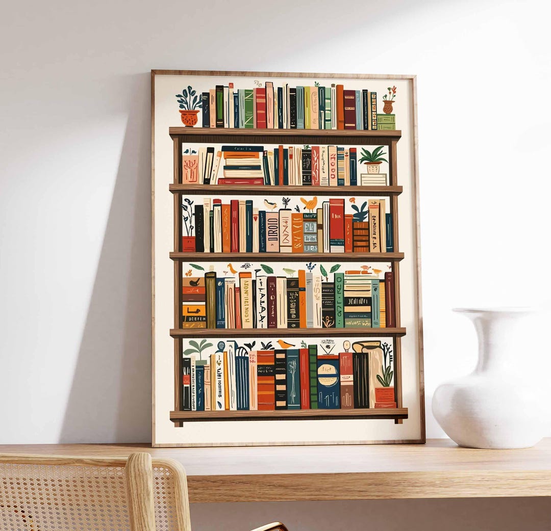 Vintage Library Poster, Book Art, Reading Poster, Book Lovers Gift ...