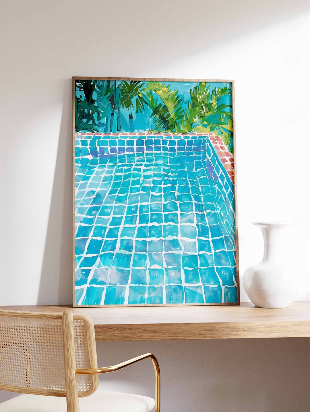Swimming Pool Print, Swimming Poster, Tropical Decor, Blue Art Print ...
