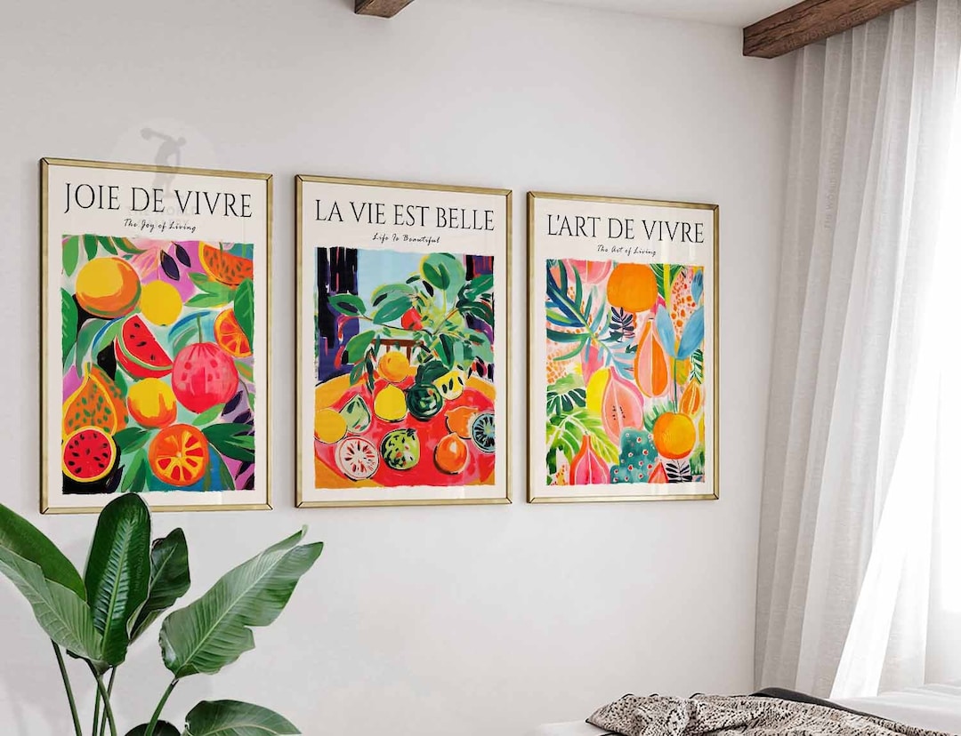 Set of 3 Fruit Prints, Tropical Fruit Poster, Food and Drink Art ...