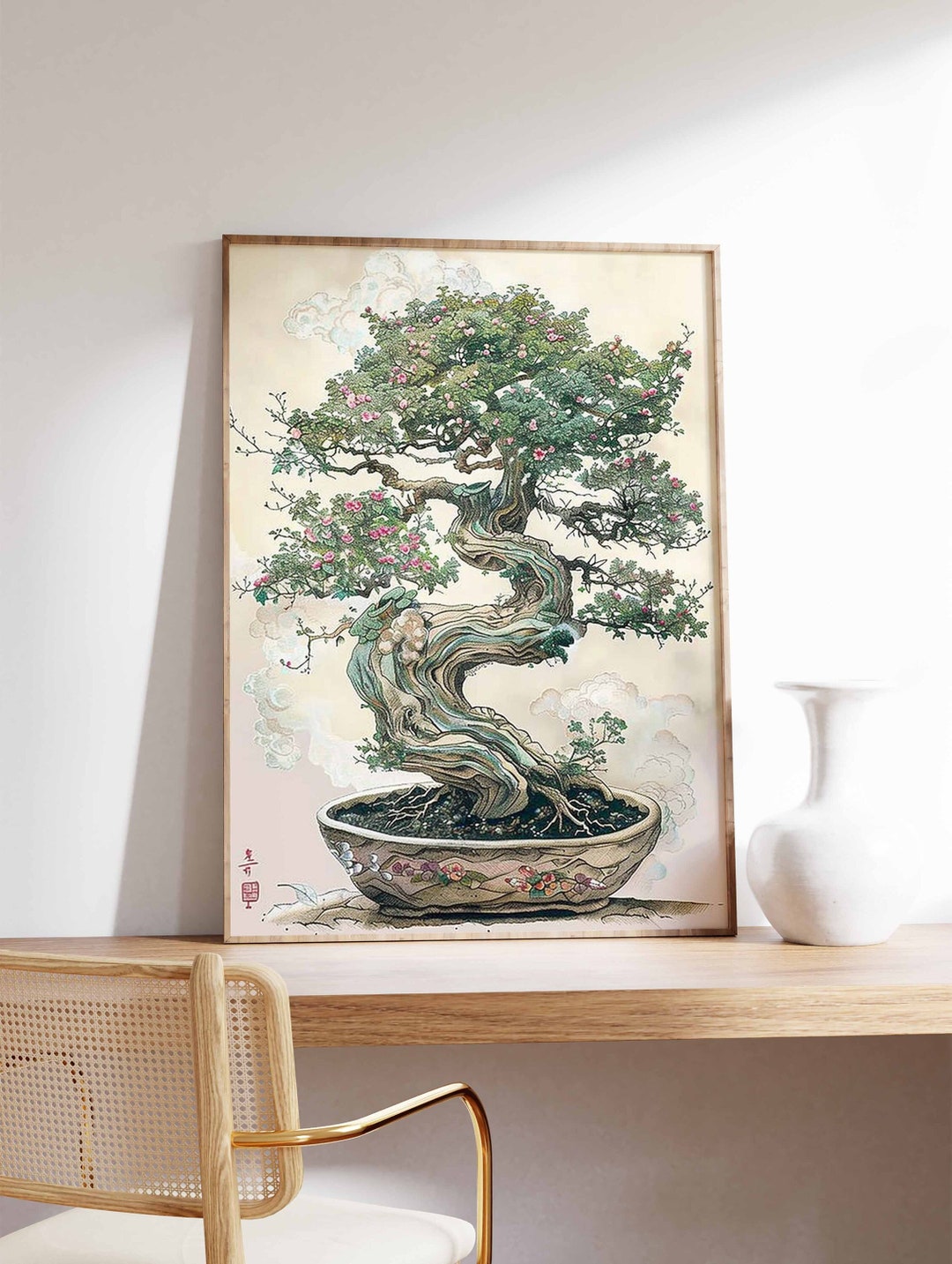 Bonsai Tree Poster, Japanese Bonsai Print, Japanese Floral Print ...