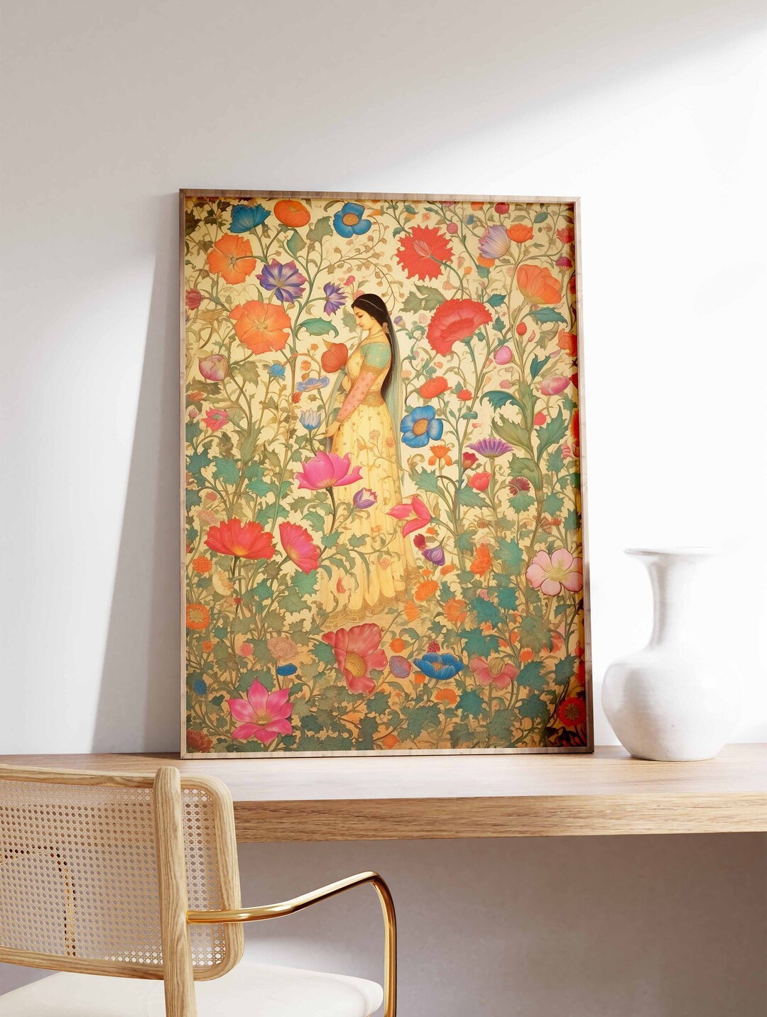 Indian Floral Art Print, Vintage Style Botanical Poster - Etsy