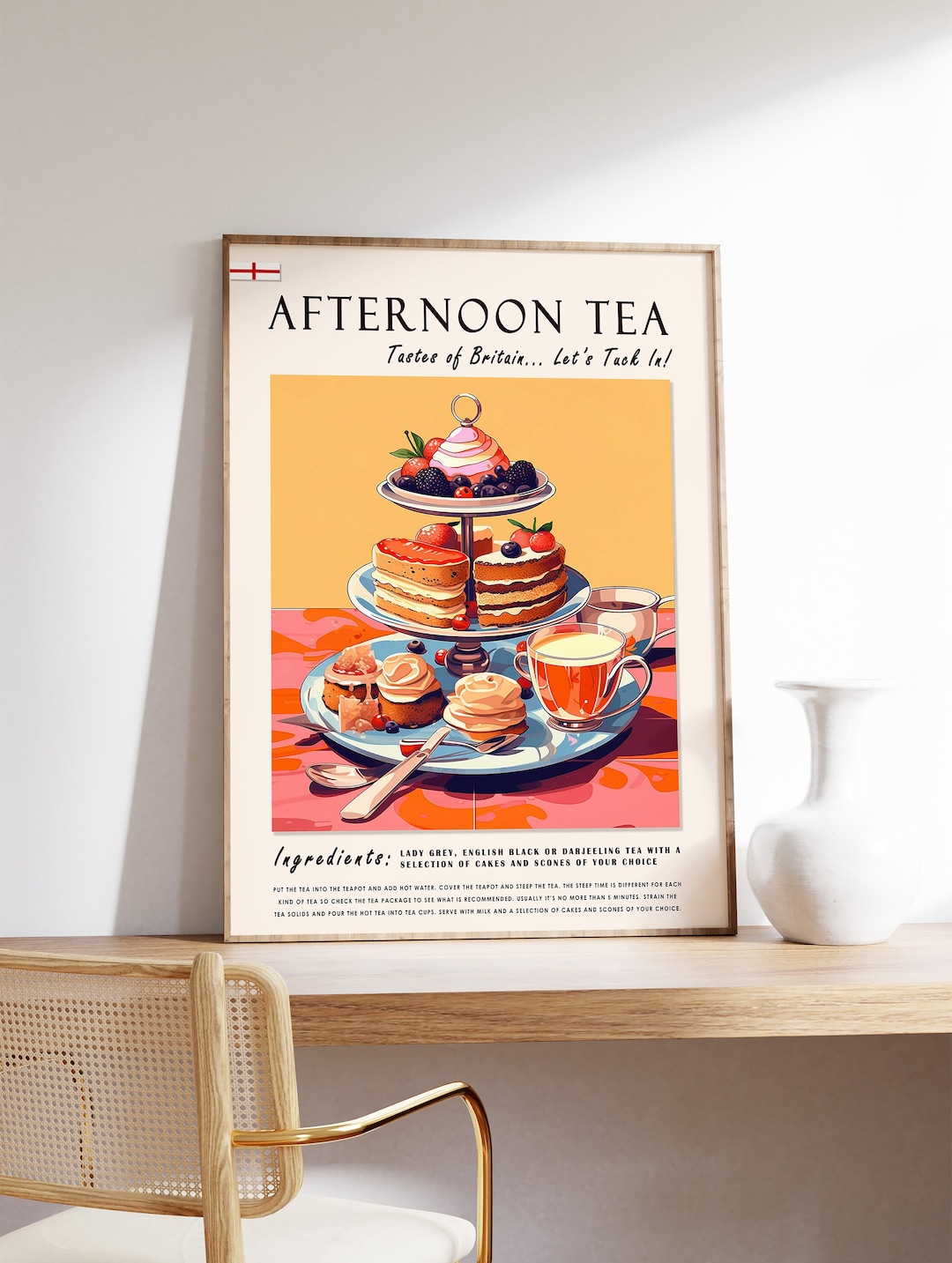 Afternoon Tea Food Poster, English Food and Drink Print, London Print ...