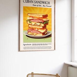 Cuban Sandwich Food Poster, Cuban Food Print, Cuban Food Art, Cuban ...