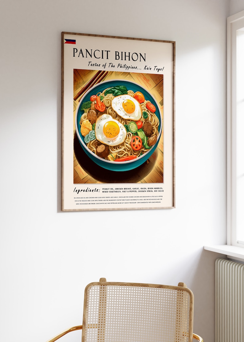 Pancit Bihon Filipino Food Art Poster, Asian Kitchen Decor - Etsy