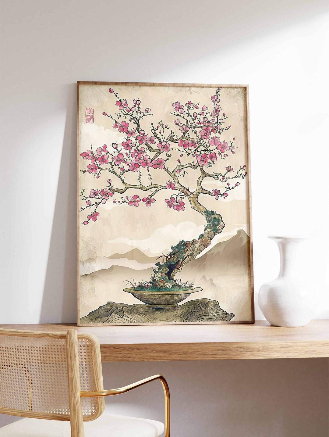 Bonsai Tree Poster, Japanese Bonsai Print, Japanese Floral Print ...