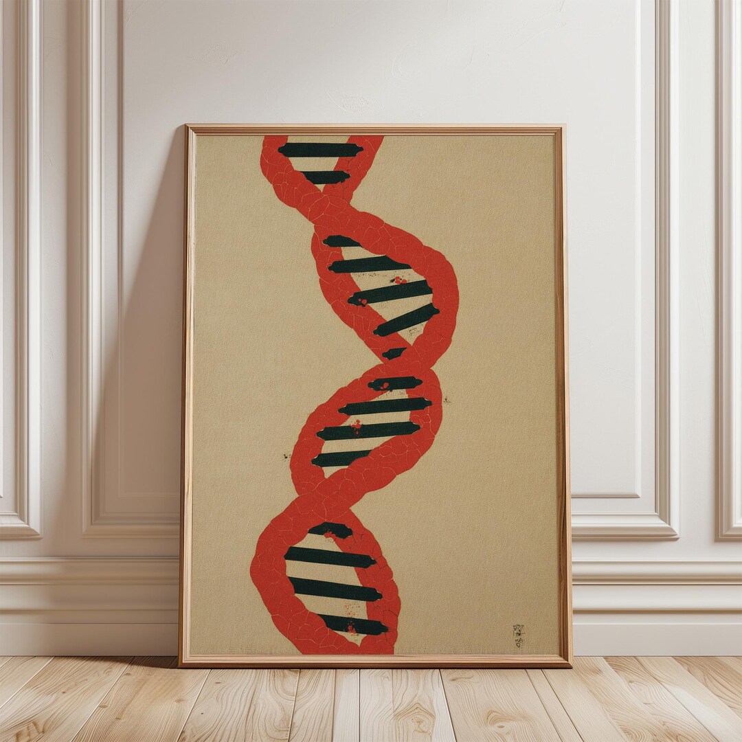 Red DNA Helix Poster | Abstract Science Illustration | Minimal ...