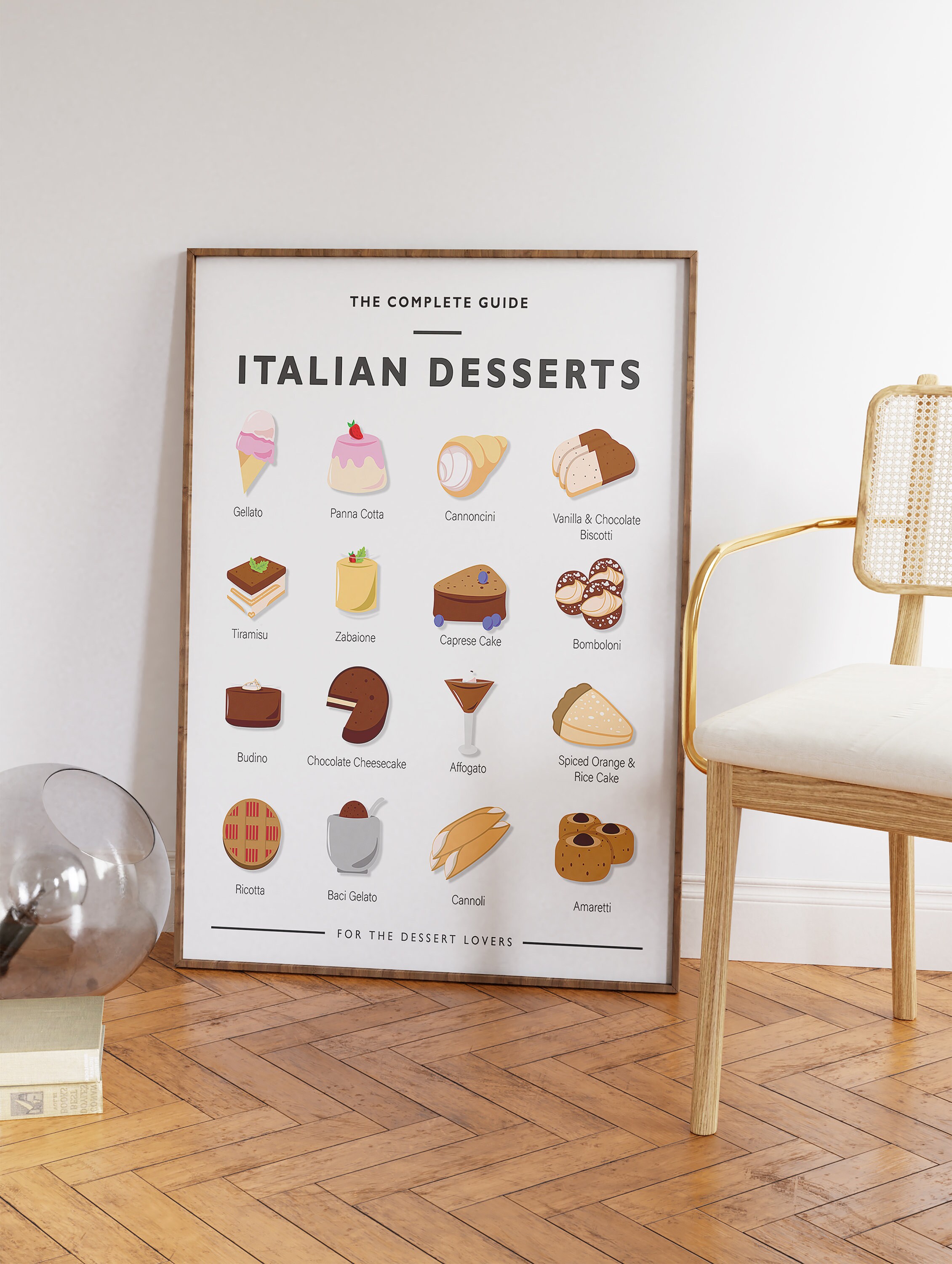 Italian Food Poster, Dessert Guide Poster, Italian Food Art, Art Poster ...