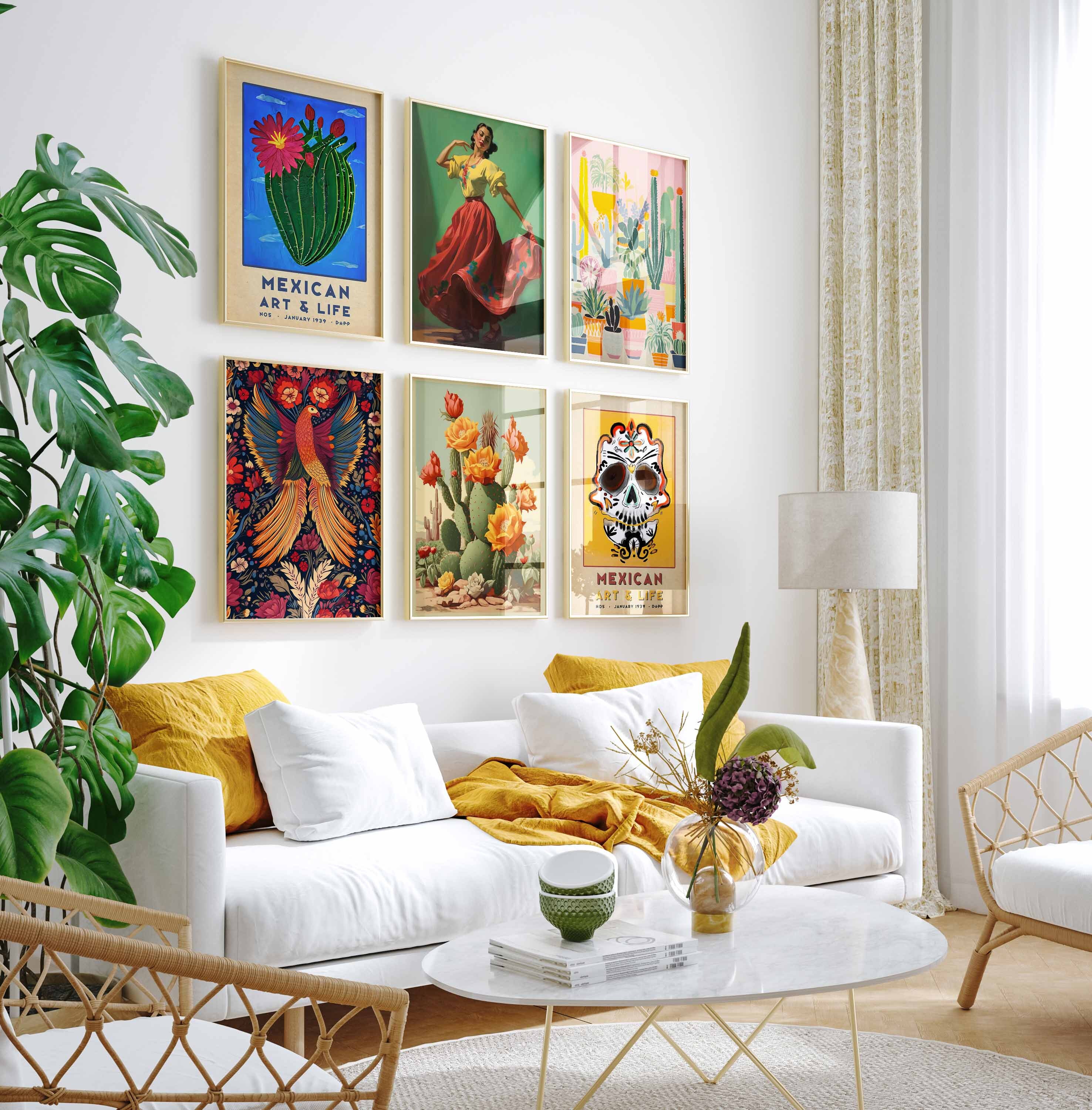Mexican Gallery Wall Poster Set, Mexican 6 Print Set, Floral Print ...