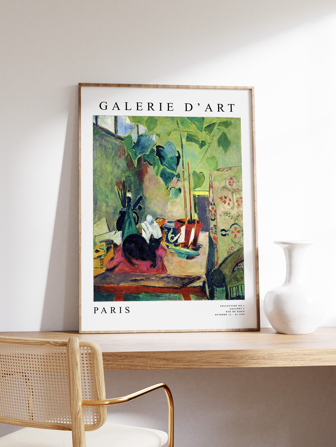Oskar Moll Exhibition Poster, Cat With House Plant, Cat Print, Cat Art ...