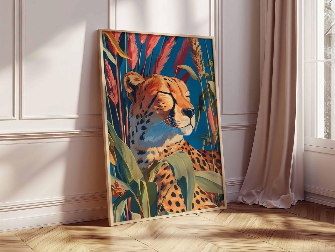 Cheetah Poster, Wildlife Animal Print, Safari Wall Art, Big Cat Decor ...