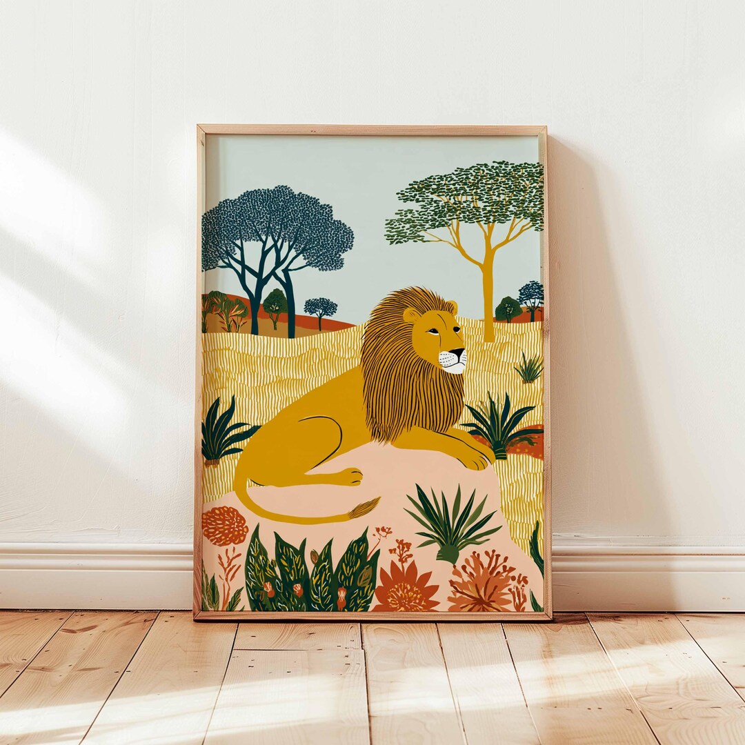 Lion Safari Art Print, African Wildlife Decor - Etsy