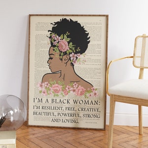 Black Female Quote Poster, Afro Art, Vintage Poster, Vintage Print ...