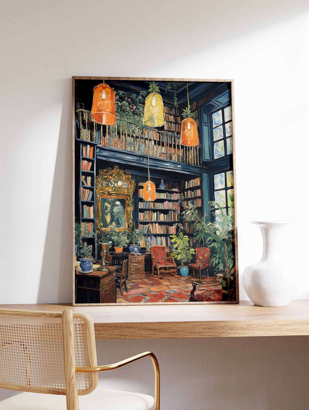 Vintage Library Poster, Book Shop Print, Book Lovers Gift, Reading Gift ...