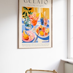 Italian Gelato Poster, Dessert Food Print, Kitchen Decor, Food and ...