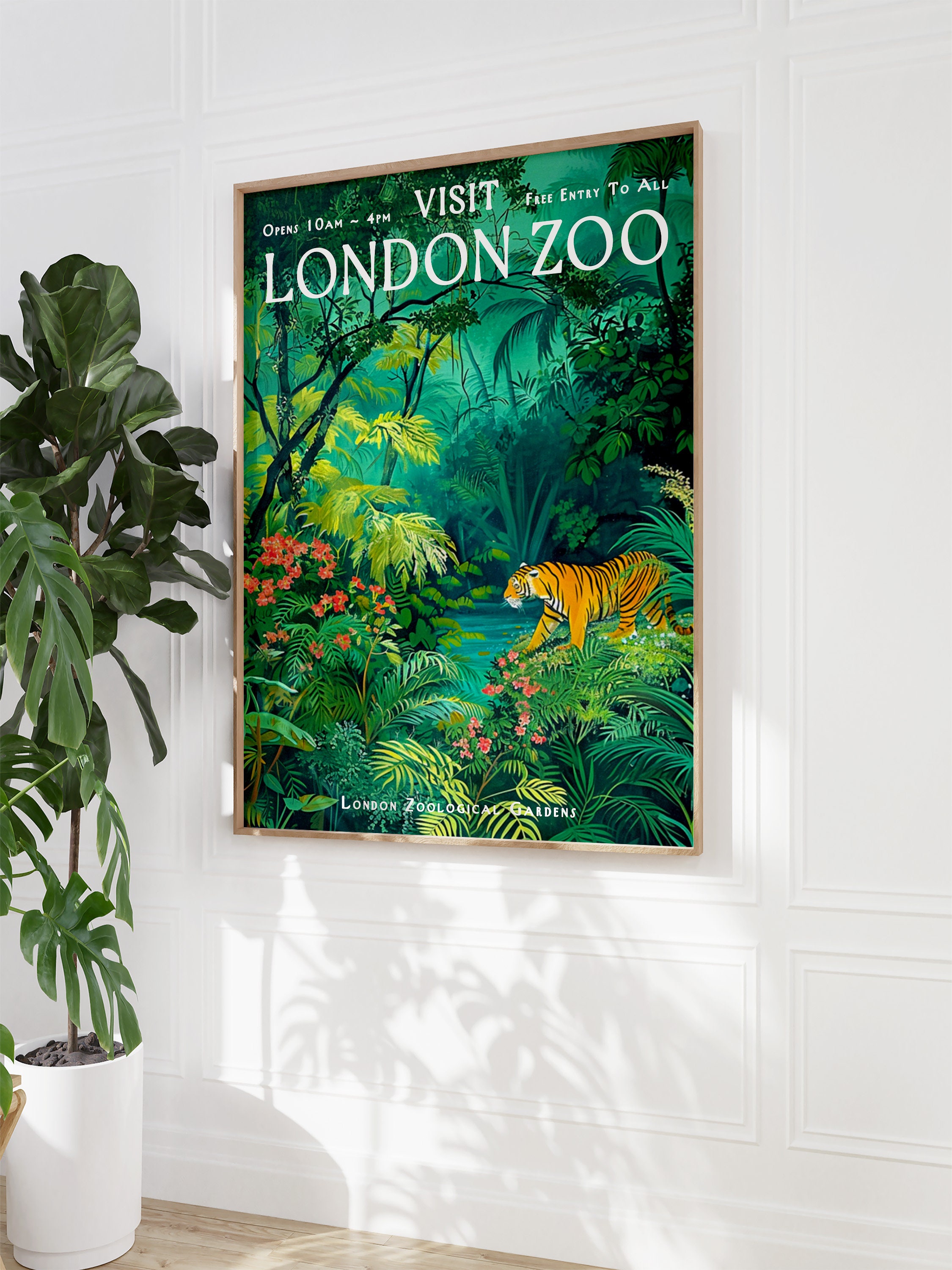 London Zoo Print, Vintage Zoo Poster, Tiger Print, Animal Art ...