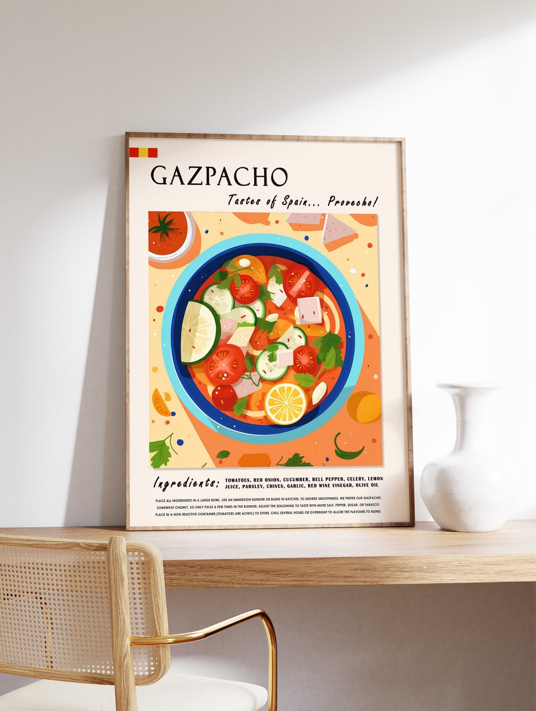 Spannish Gazpacho Food Poster, Spanish Food Print, Spain Decor, Kitchen ...