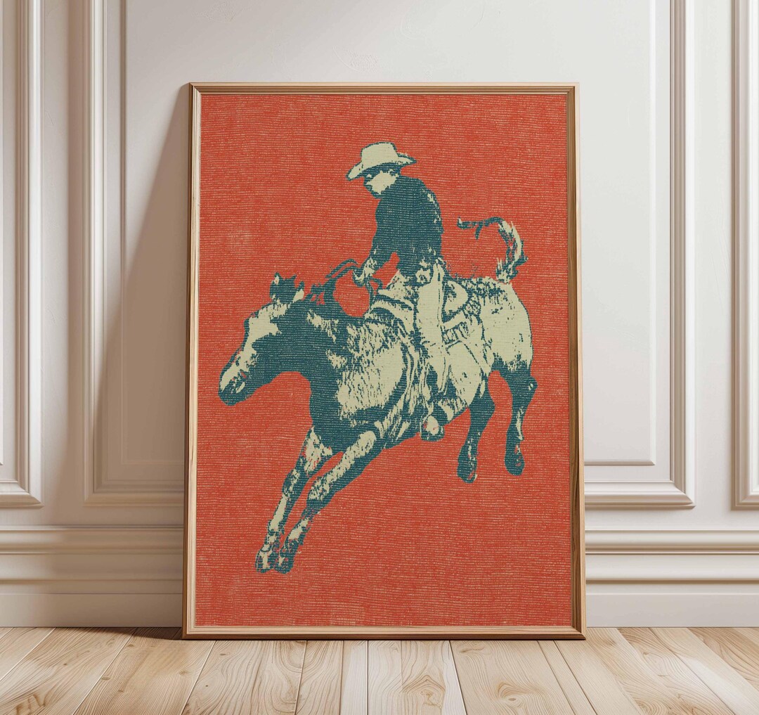 Vintage Cowboy Pop Art Print, Rustic Western Wall Decor - Etsy