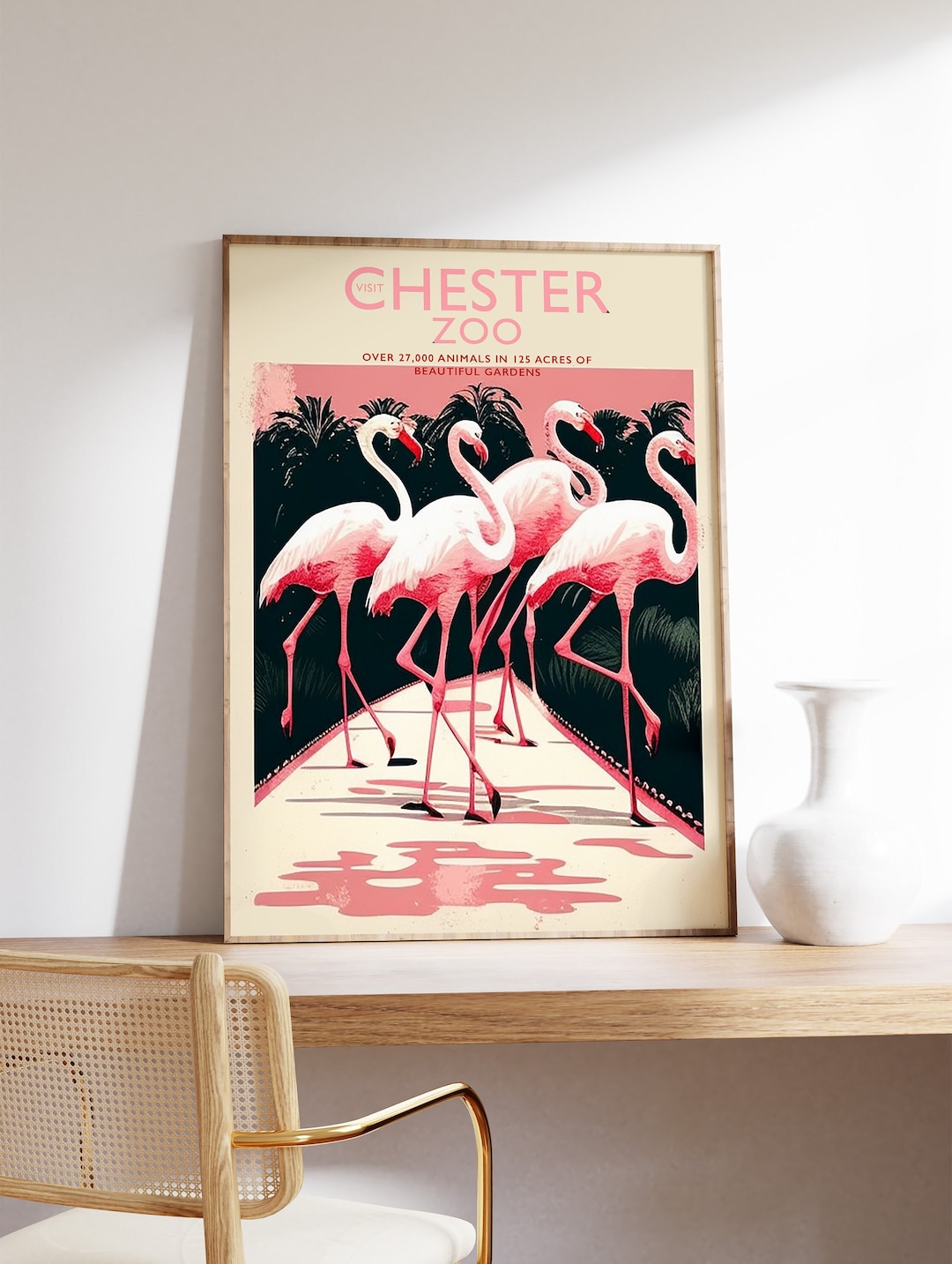 Vintage Chester Zoo Poster, Lion Art, Retro Chester Zoo Print, Vintage ...