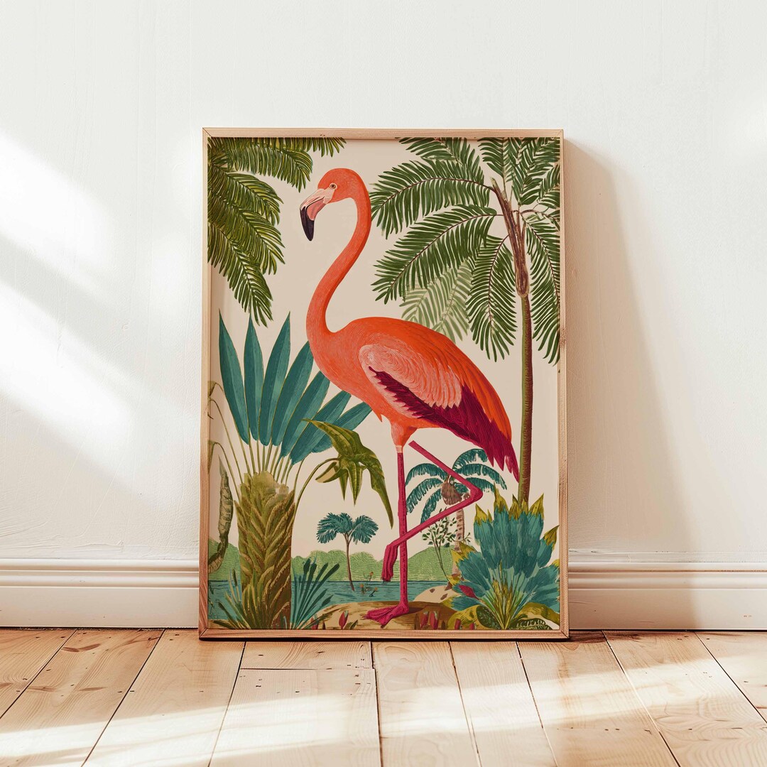 Flamingo Poster, Pink Flamingo Wall Art, Tropical Bird Print, Animal ...