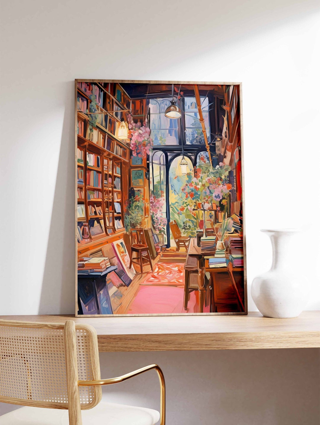 Vintage Library Poster, Book Shop Print, Book Lovers Gift, Reading Gift ...