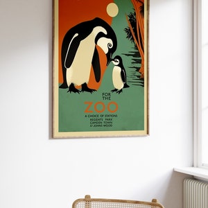 Vintage London Zoo Poster, Penguins, Retro London Zoo Print, Historical ...