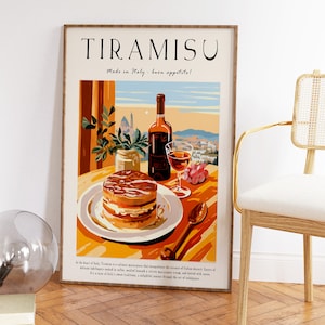 Tiramisu Dessert Poster, Italian Food Art, Kitchen Decor - Etsy