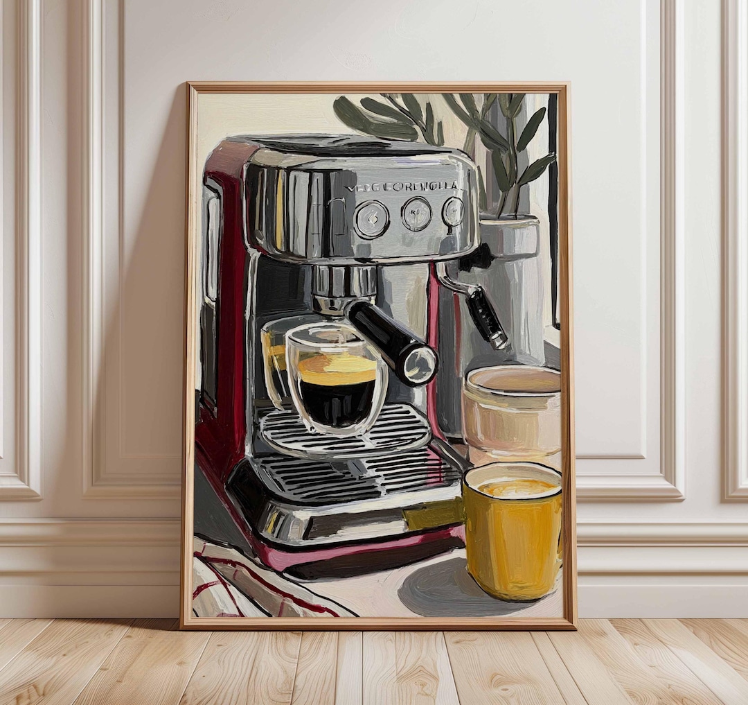 Coffee Machine Poster | Modern Kitchen Wall Art Print | Barista ...