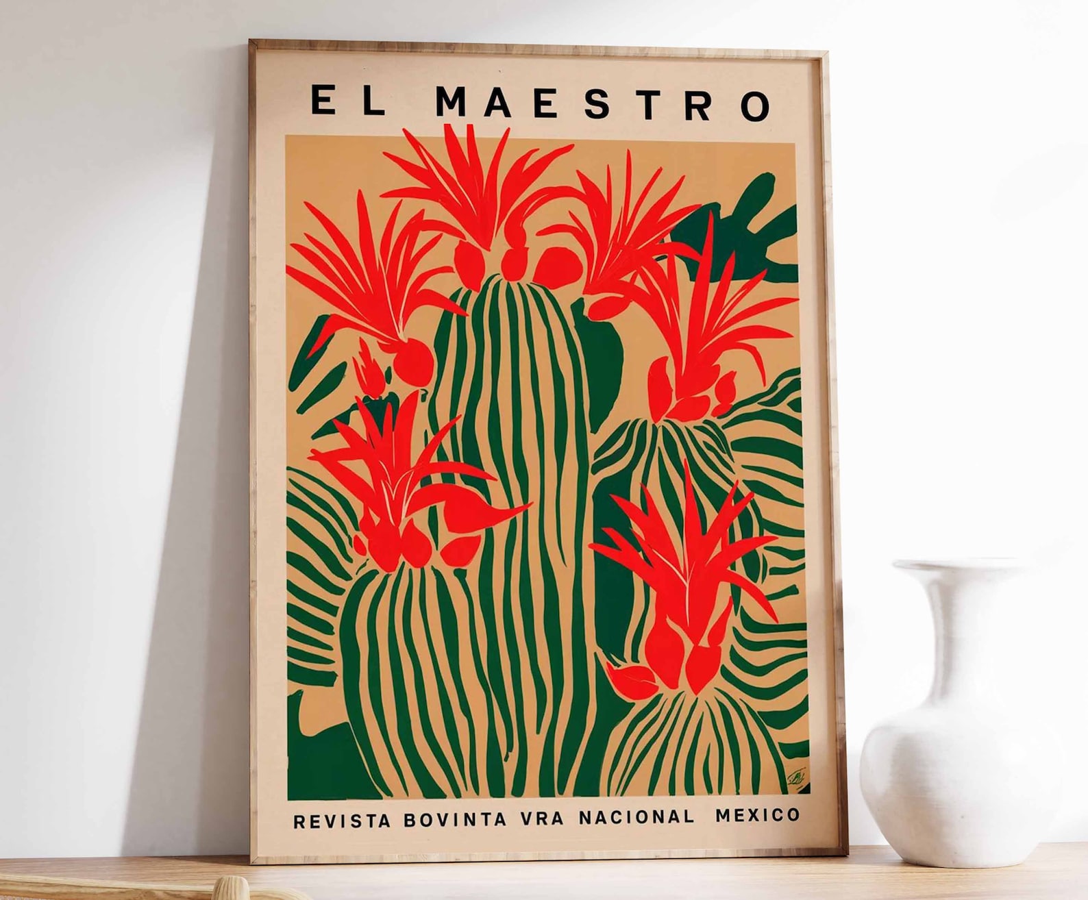 Vintage Mexican Cactus Poster, Colourful Mexican Art Prints, Mexican ...