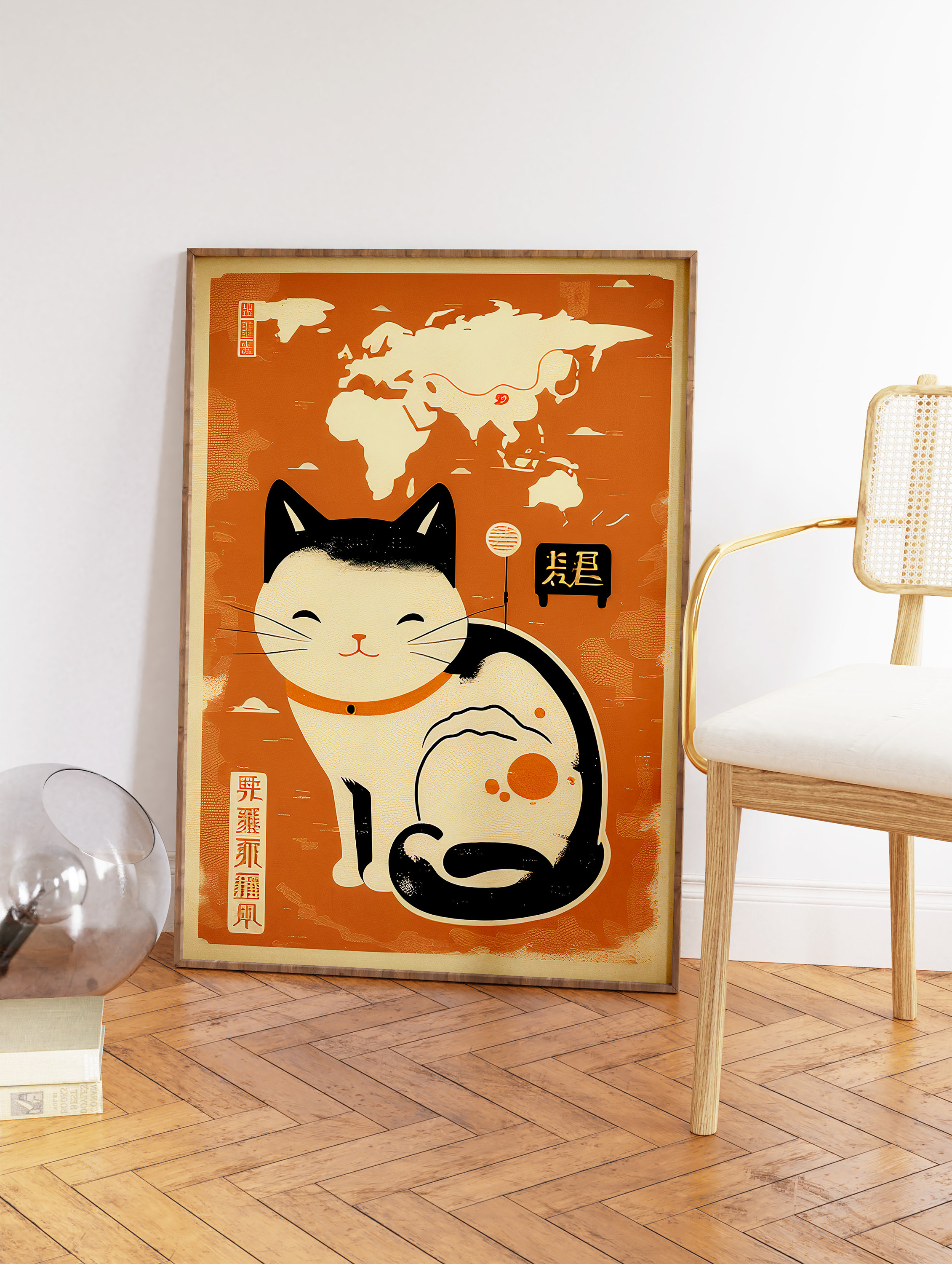 Japanese Cat Poster Vintage Japanese Cat Art Print Cute Cat - Etsy