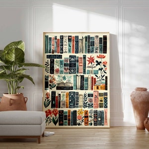 Vintage Library Poster, Book Art, Reading Poster, Book Lovers Gift ...