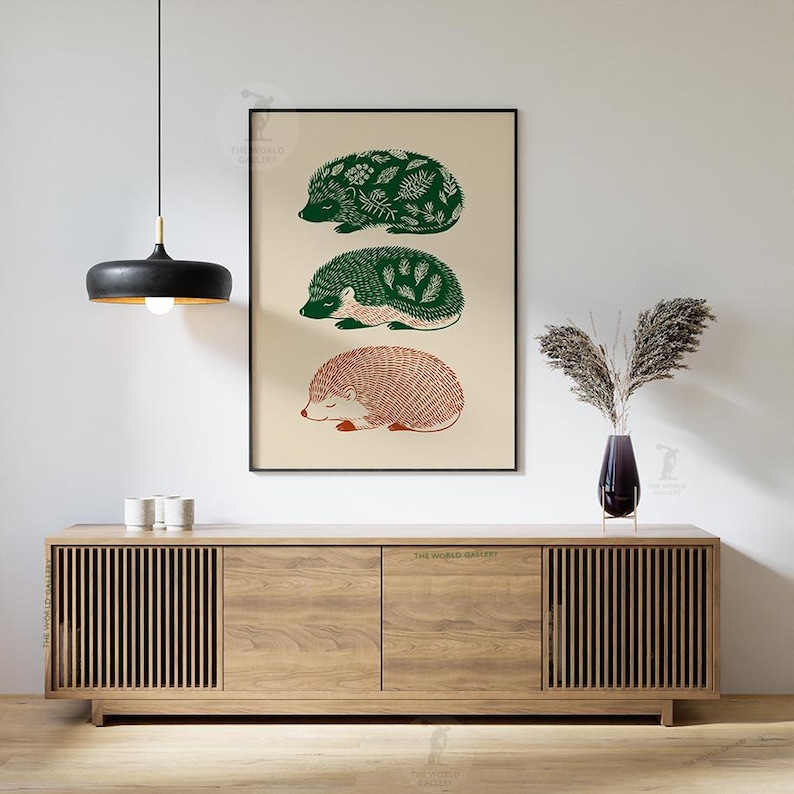 Hedgehog Illustration Poster | Woodland Animal Wall Art Print | Minimal ...