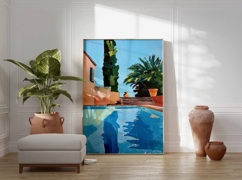 Swimming Pool Art Print, Tranquil Oasis, Summer Wall Decor - Etsy