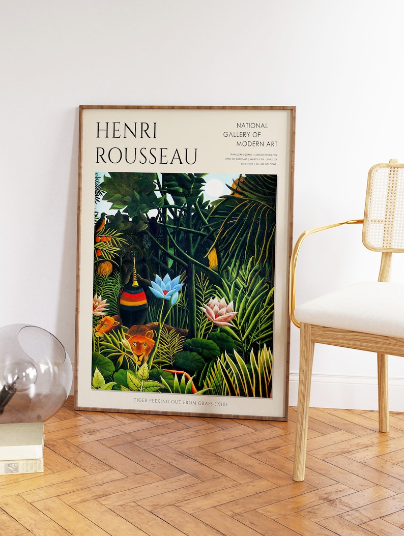 Henri Rousseau Poster Tiger Peeking Out Henri Rousseau - Etsy